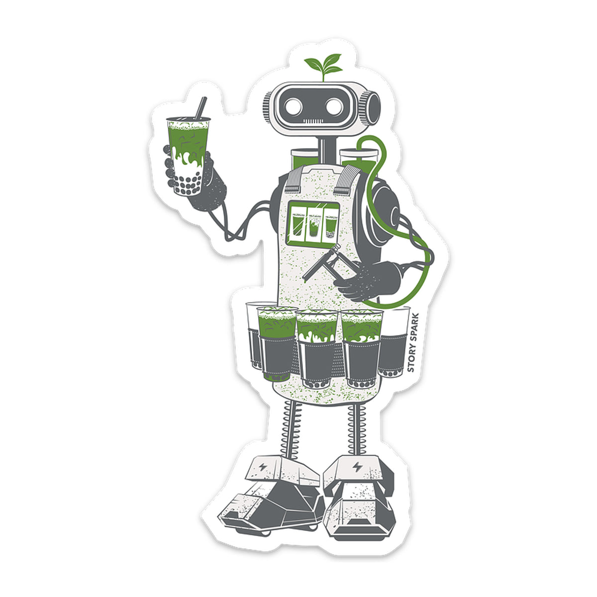 Matcha Boba Robot Sticker – Fun Matcha Tea Lover Laptop Sticker – STORY ...